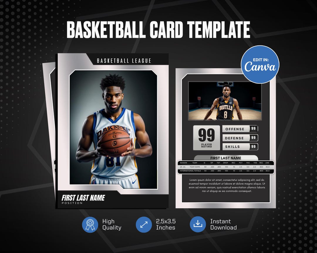 Basketball Card Canva Template, Create Your Own Customizable Sports ...
