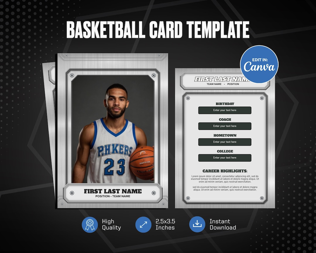 Basketball Card Canva Template, Create Your Own Customizable Sports ...