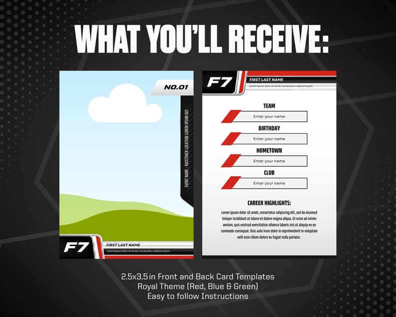 Racing Card Canva Template, Personalized DIY Motorsport Card, Create ...