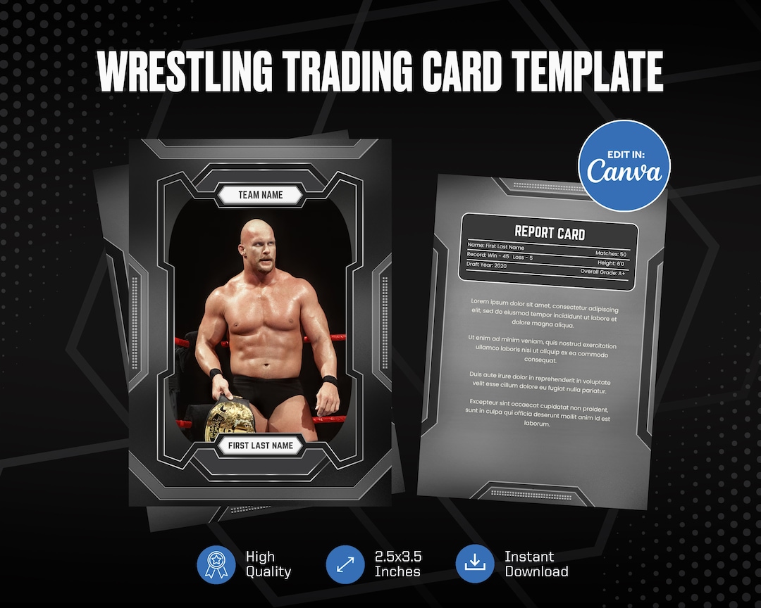 Wrestling Trading Card Canva Template, Create Your Own Customizable Sports Card, Personalized ...