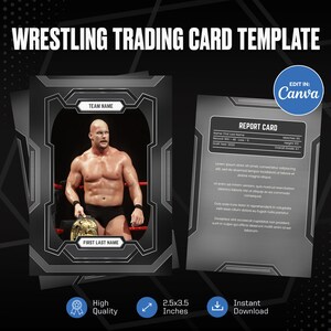 Wrestling Trading Card Canva Template, Create Your Own Customizable ...
