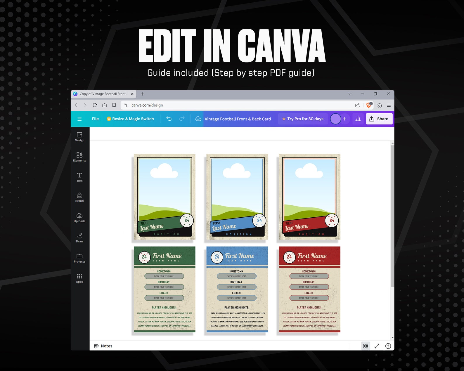 Retro Baseball Card Canva Template, Create Your Own Customizable Sports ...