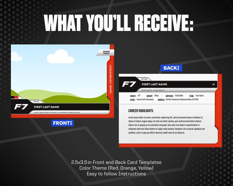 Racing Card Canva Template, Personalized DIY Motorsport Card, Create ...