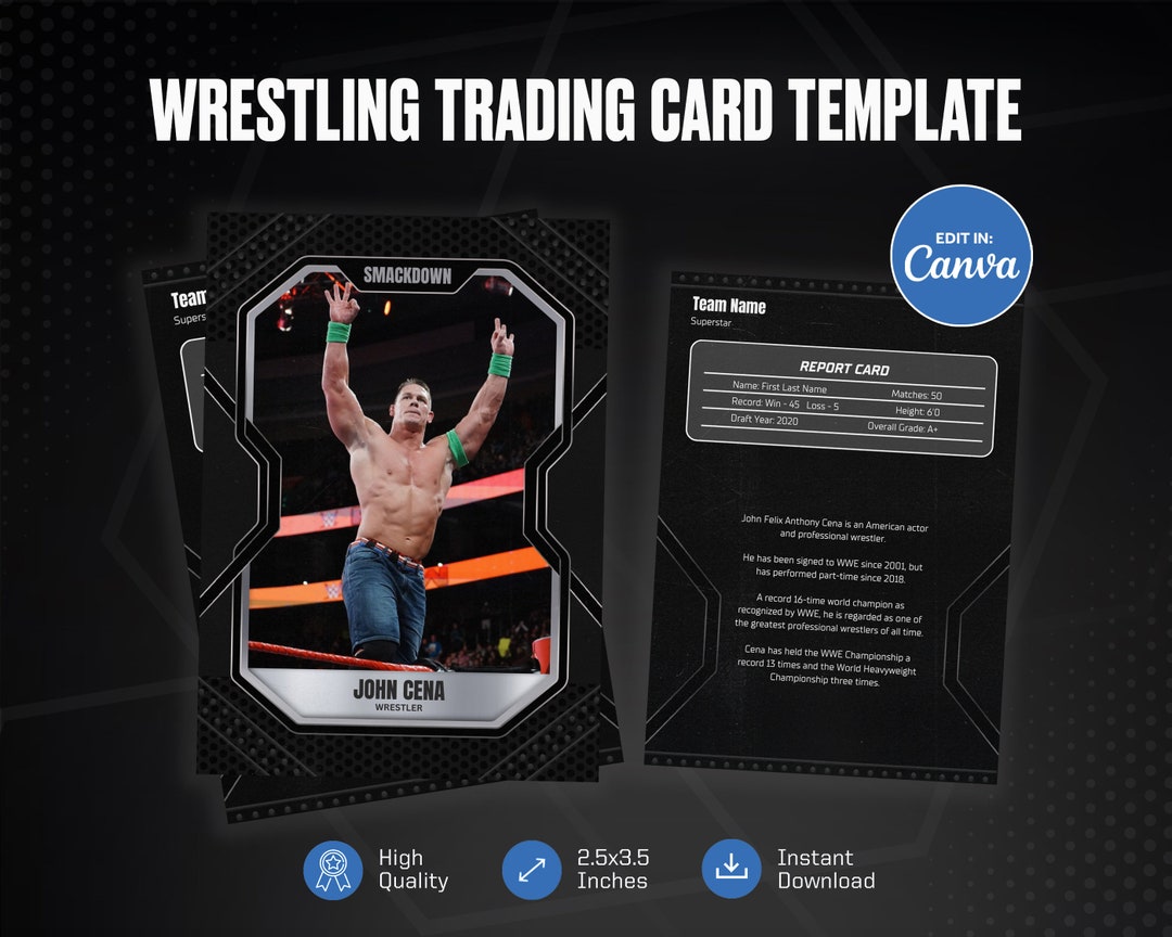 Wrestling Trading Card Canva Template, Create Your Own Customizable ...
