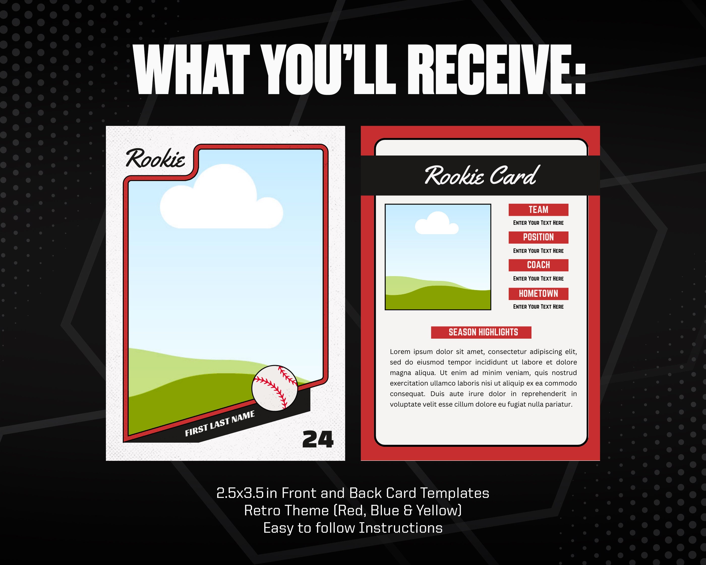 Retro Baseball Card Canva Template, Create Your Own Customizable Sports ...