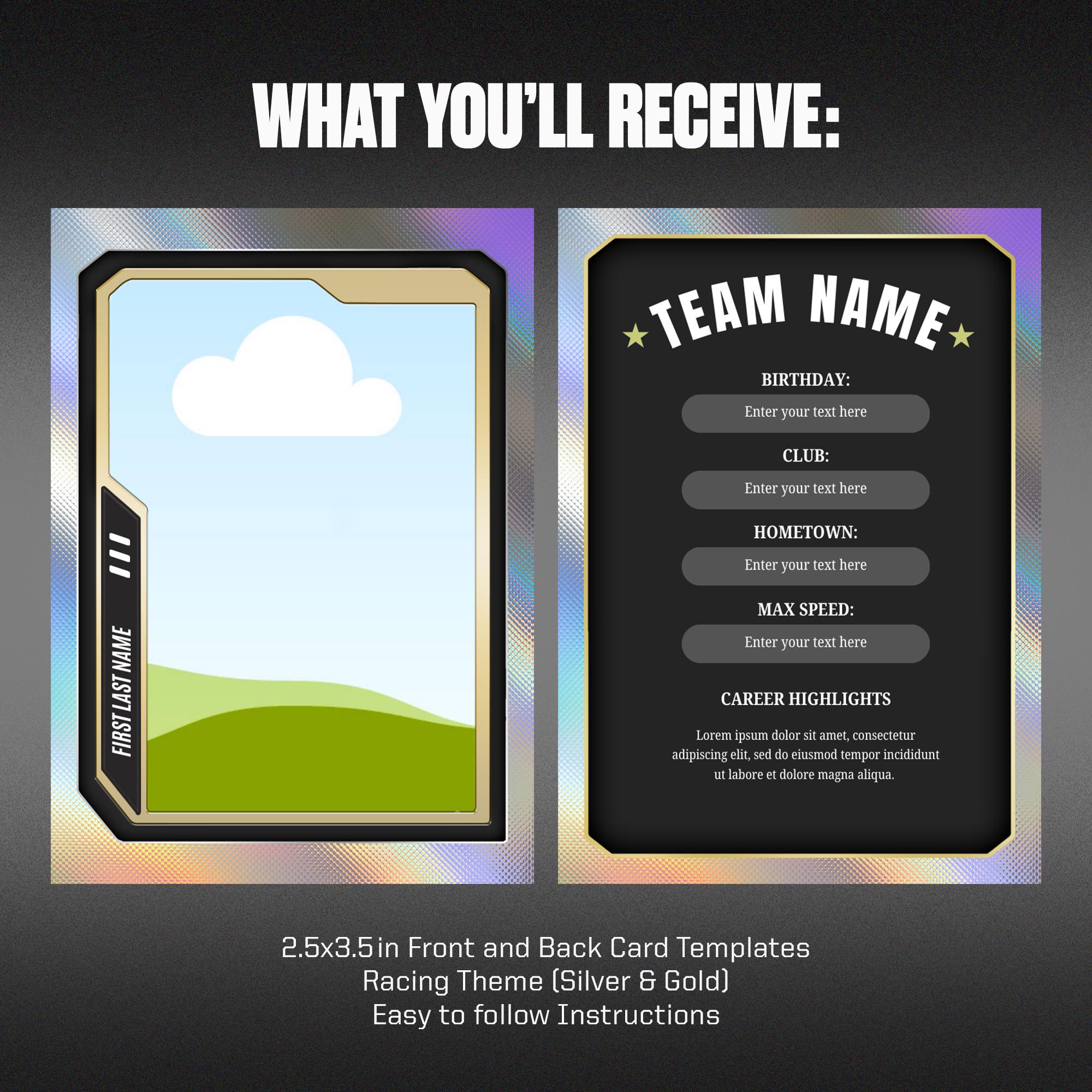Holographic Racing Card Canva Template: DIY Sports Card Gift (printable ...
