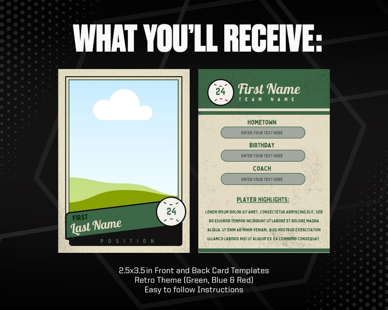 Retro Baseball Card Canva Template, Create Your Own Customizable Sports ...