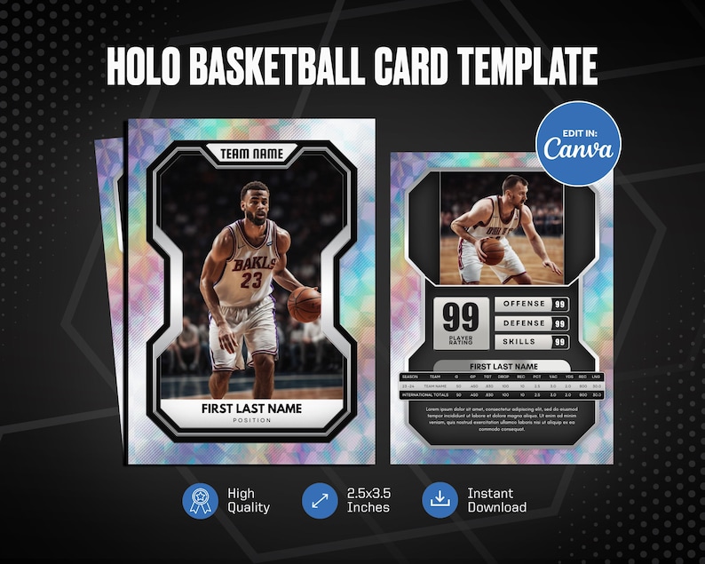 Holo Basketball Card Canva Template, Create Your Own Customizable ...