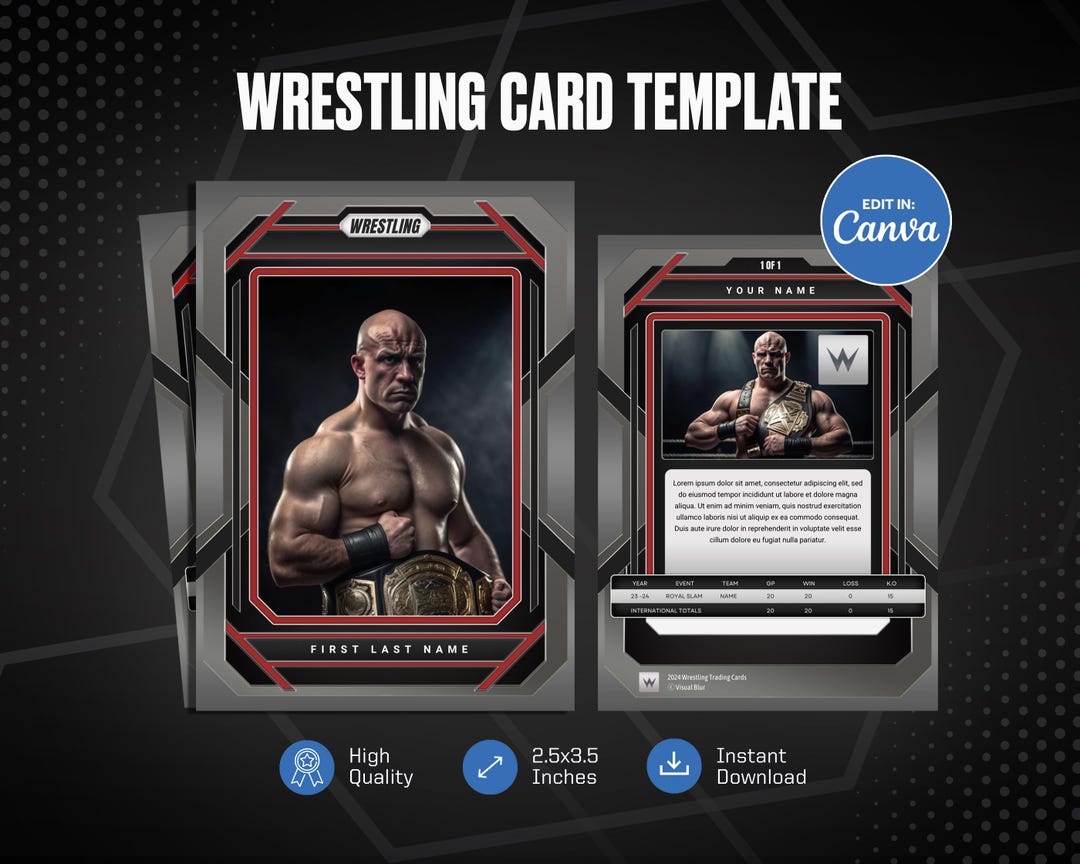 Wrestling Trading Card Canva Template, Create Your Own Customizable ...