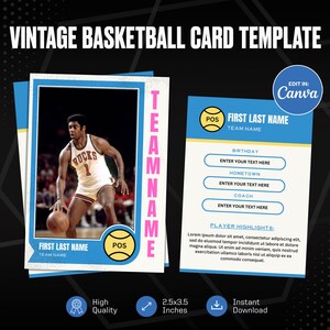 Vintage Basketball Card Canva Template, Create Your Own Customizable ...