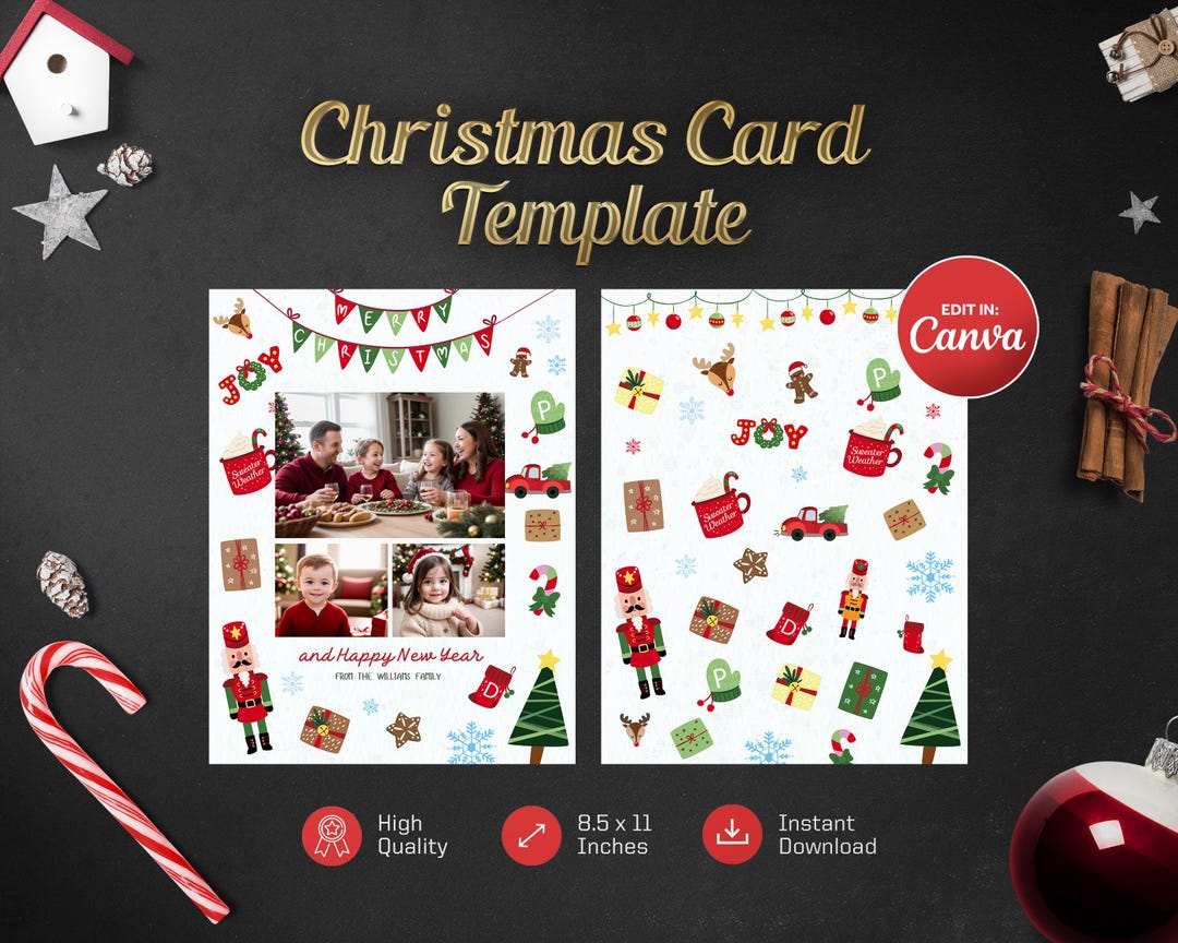 Photo Collage Christmas Card Template, 2024 Holiday Newsletter, What A ...