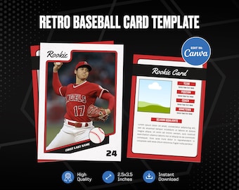 Retro Baseball Card Canva Template, Create Your Own Customizable Sports ...