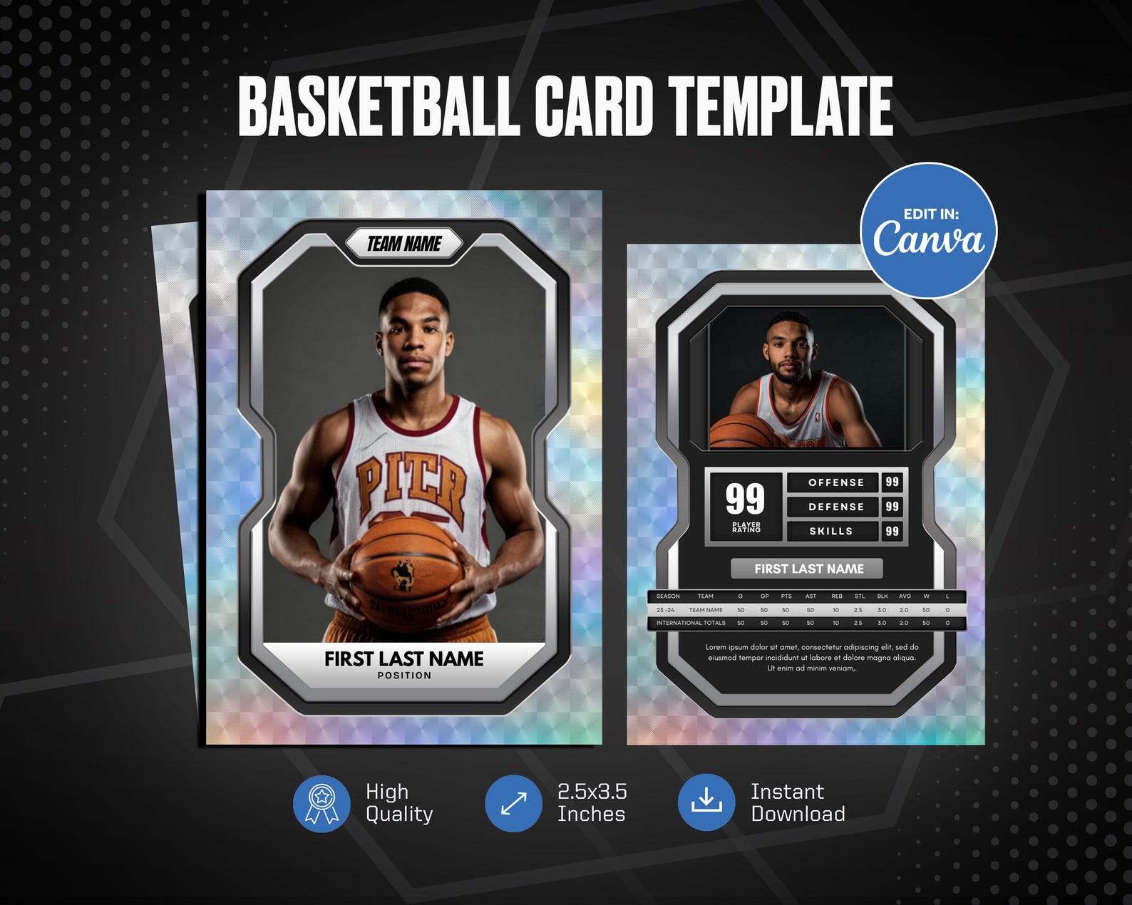 Holo Basketball Card Canva Template, Create Your Own Customizable ...