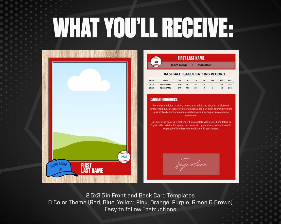 Baseball Card Canva Template, Create Your Own Customizable Sports Card ...