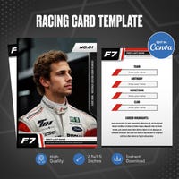 Racing Card Canva Template, Personalized DIY Motorsport Card, Create ...