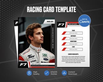 Racing Card Canva Template, Personalized DIY Motorsport Card, Create ...