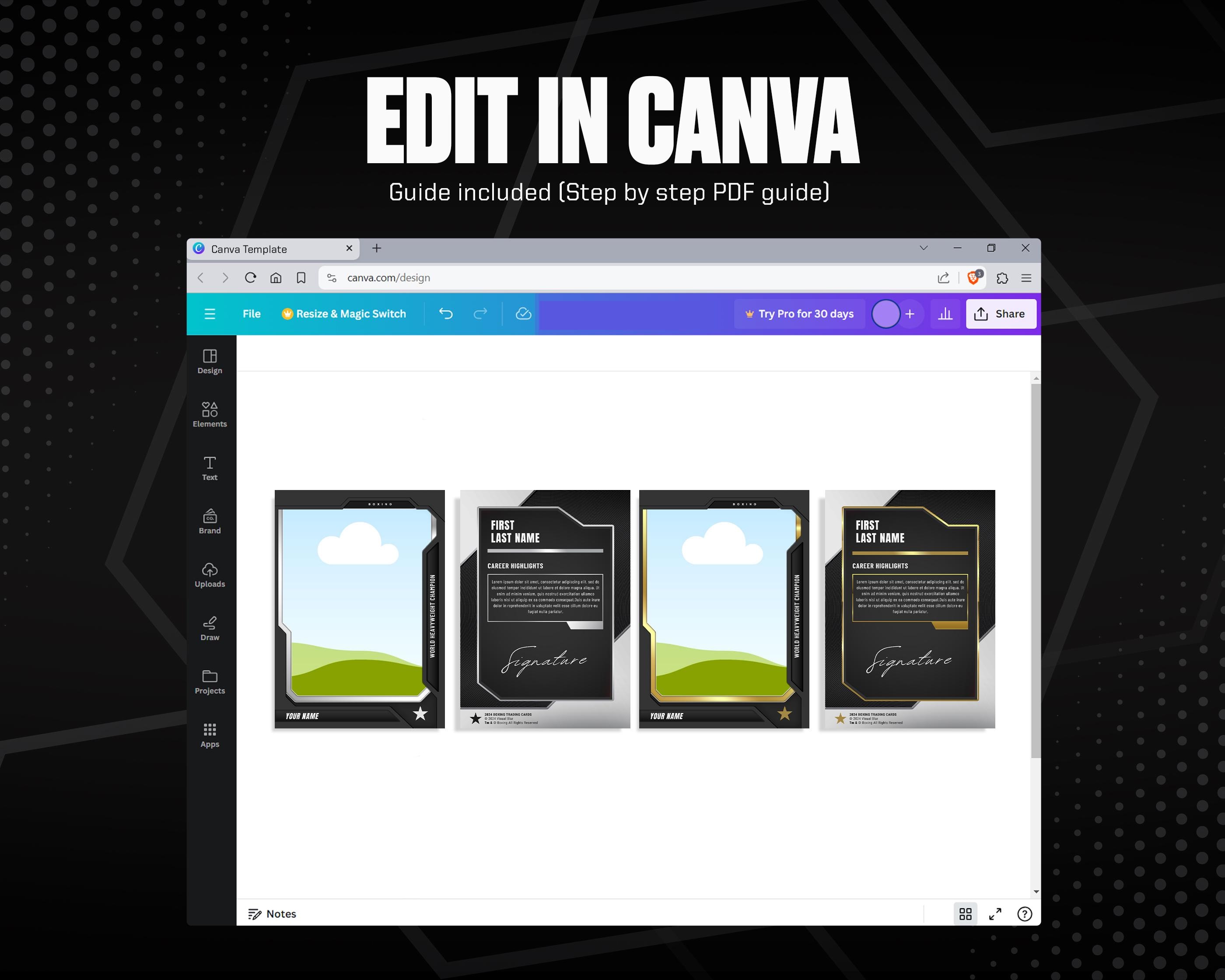 Boxing Trading Card Canva Template, Create Your Own Customizable Sports ...