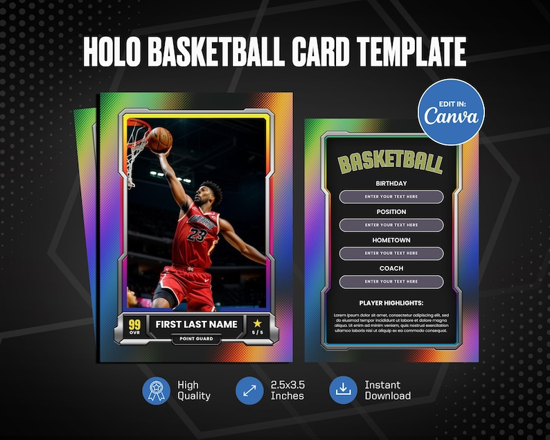 Holo Basketball Card Canva Template, Create Your Own Customizable ...