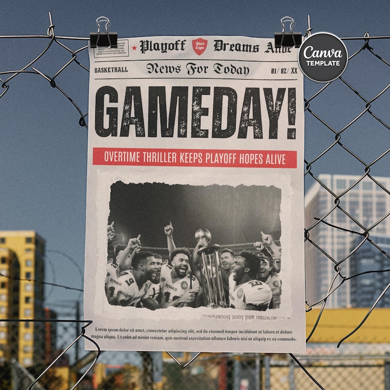 Football Gameday Newspaper Style A3 Poster Canva Template, Editable ...