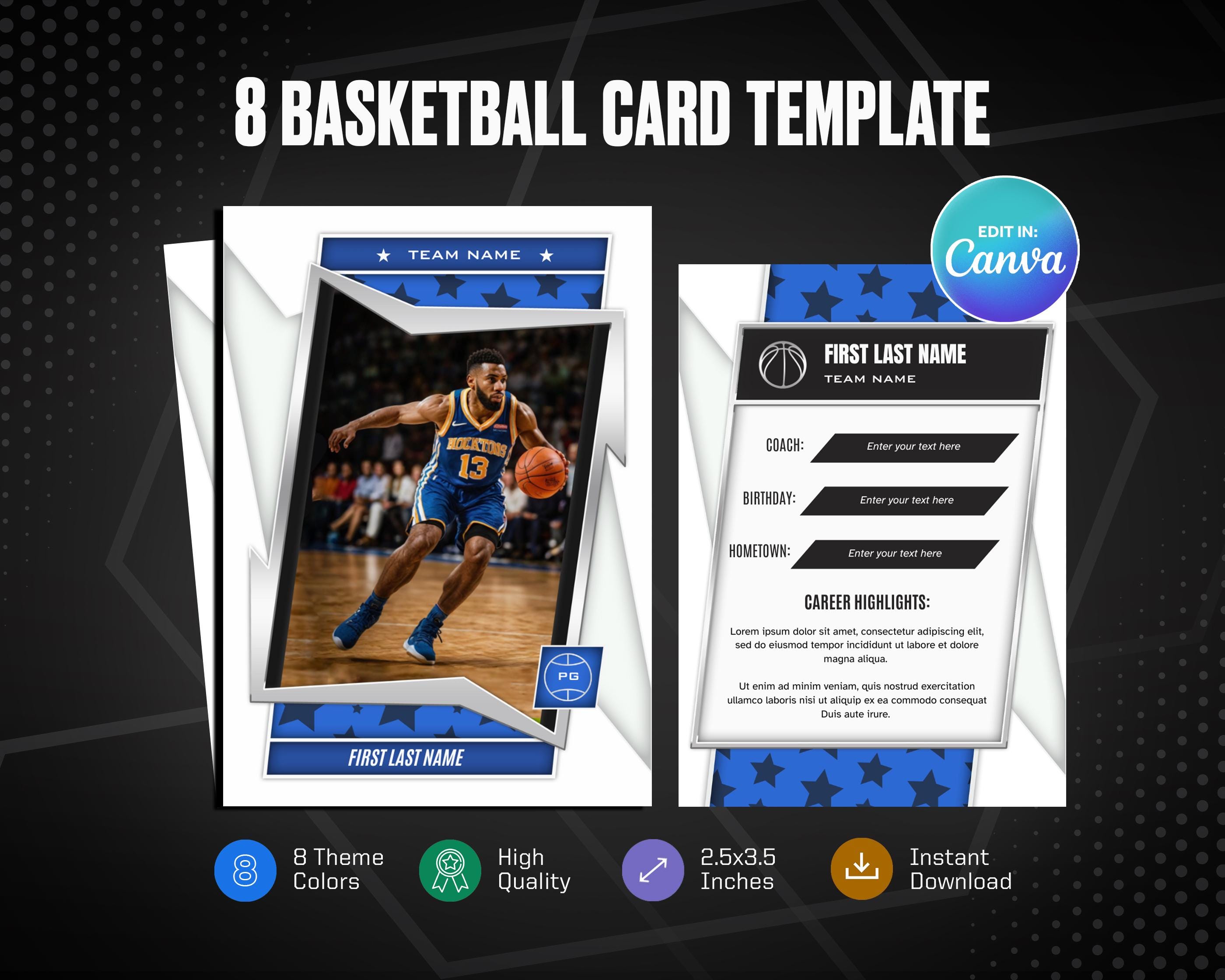 Basketball Card Canva Template, Create Your Own Customizable Sports ...