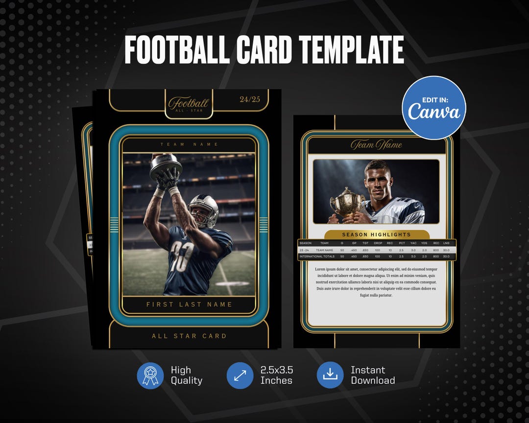Football Trading Card Canva Template, Create Your Own Customizable ...