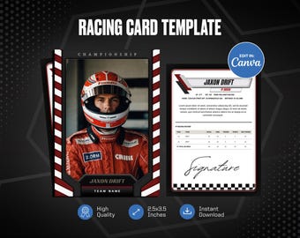 Racing Card Canva Template, Personalized DIY Motorsport Card, Create ...