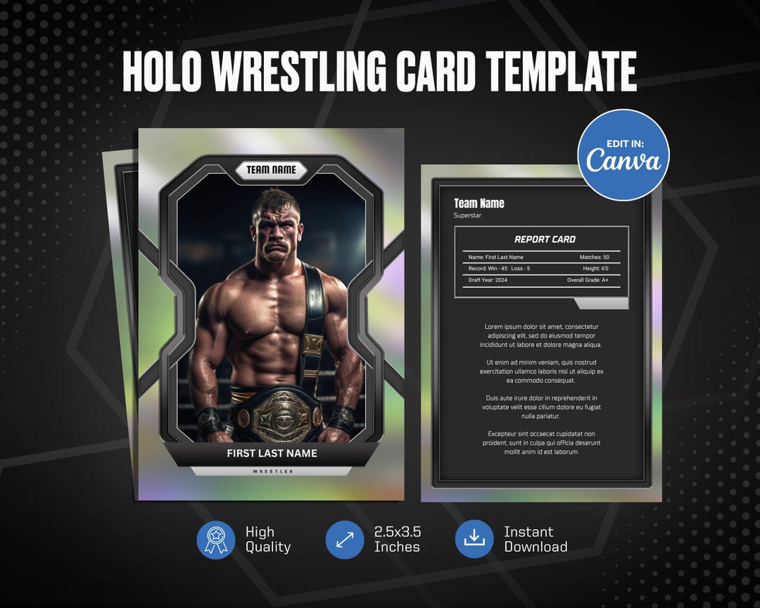 Holo Wrestling Trading Card Canva Template, Create Your Own ...