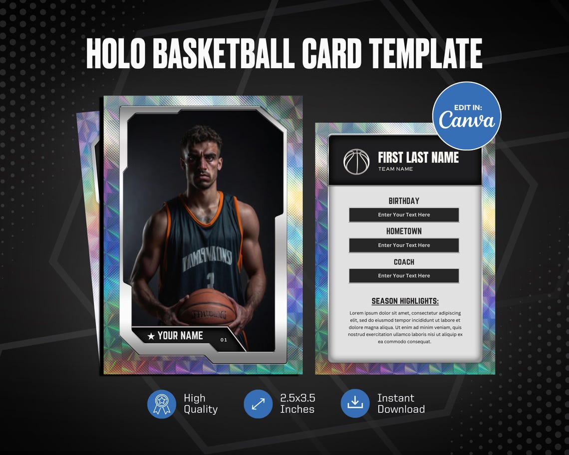 Holo Basketball Card Canva Template, Create Your Own Customizable ...