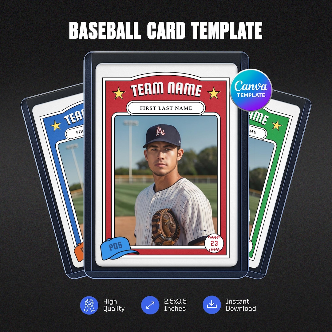 Retro Baseball Card Canva Template, Create Your Own Customizable Sports ...