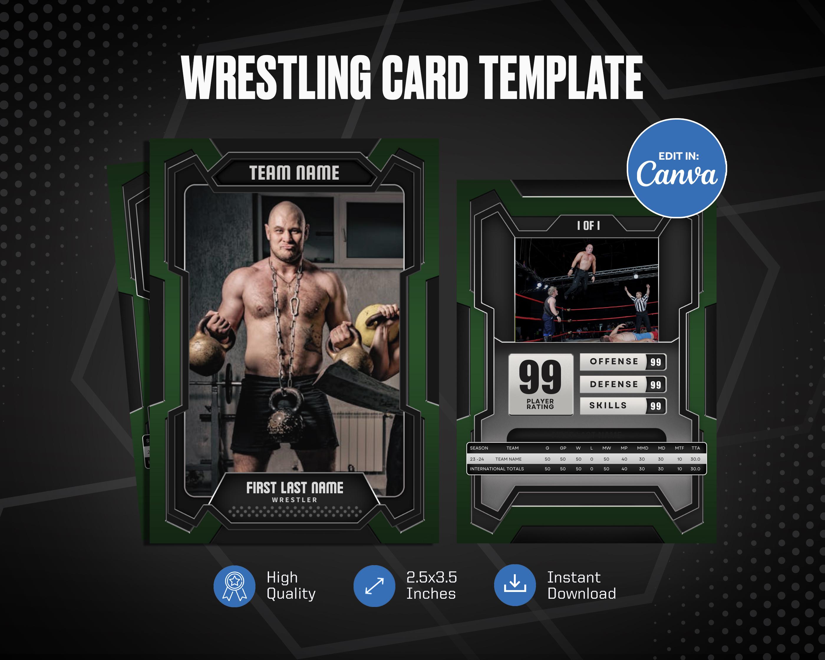 Wrestling Trading Card Canva Template, Create Your Own Customizable ...