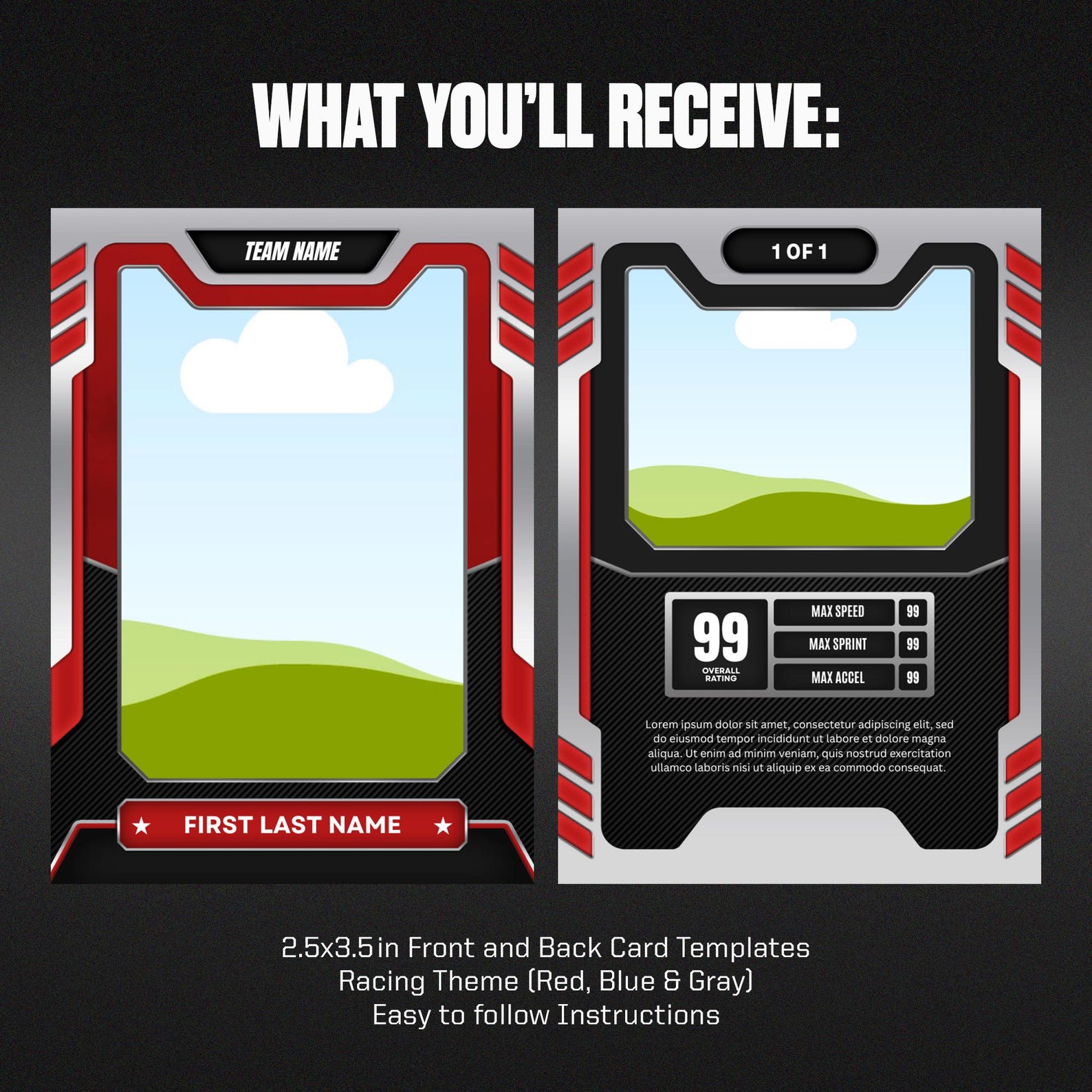 Pro Racing Trading Card Canva Template, Personalized DIY Motorsport ...