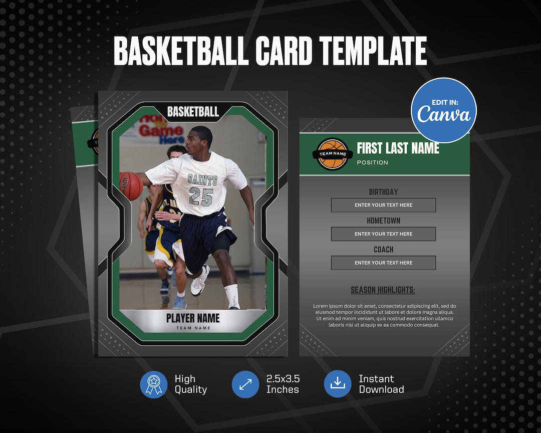 Basketball Card Canva Template, Create Your Own Customizable Sports ...