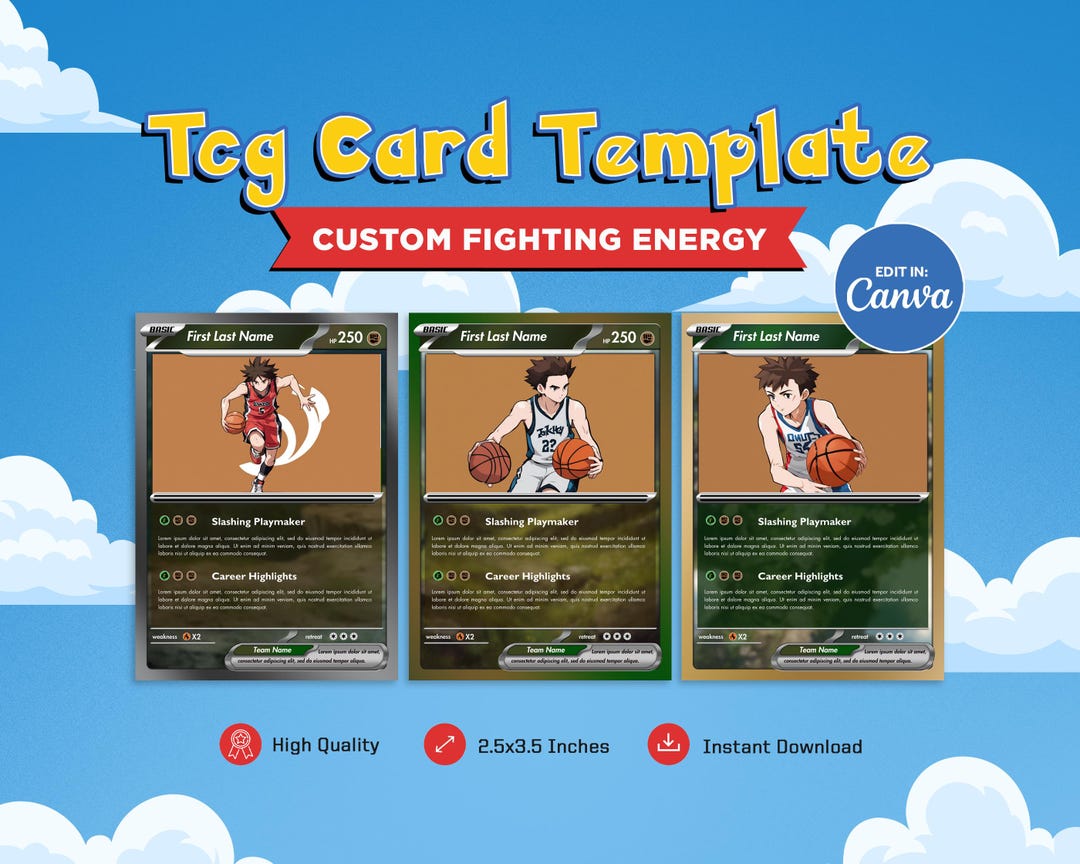 Pokeman Custom Fighting Tcg Card Template, Create Your Own Customizable ...