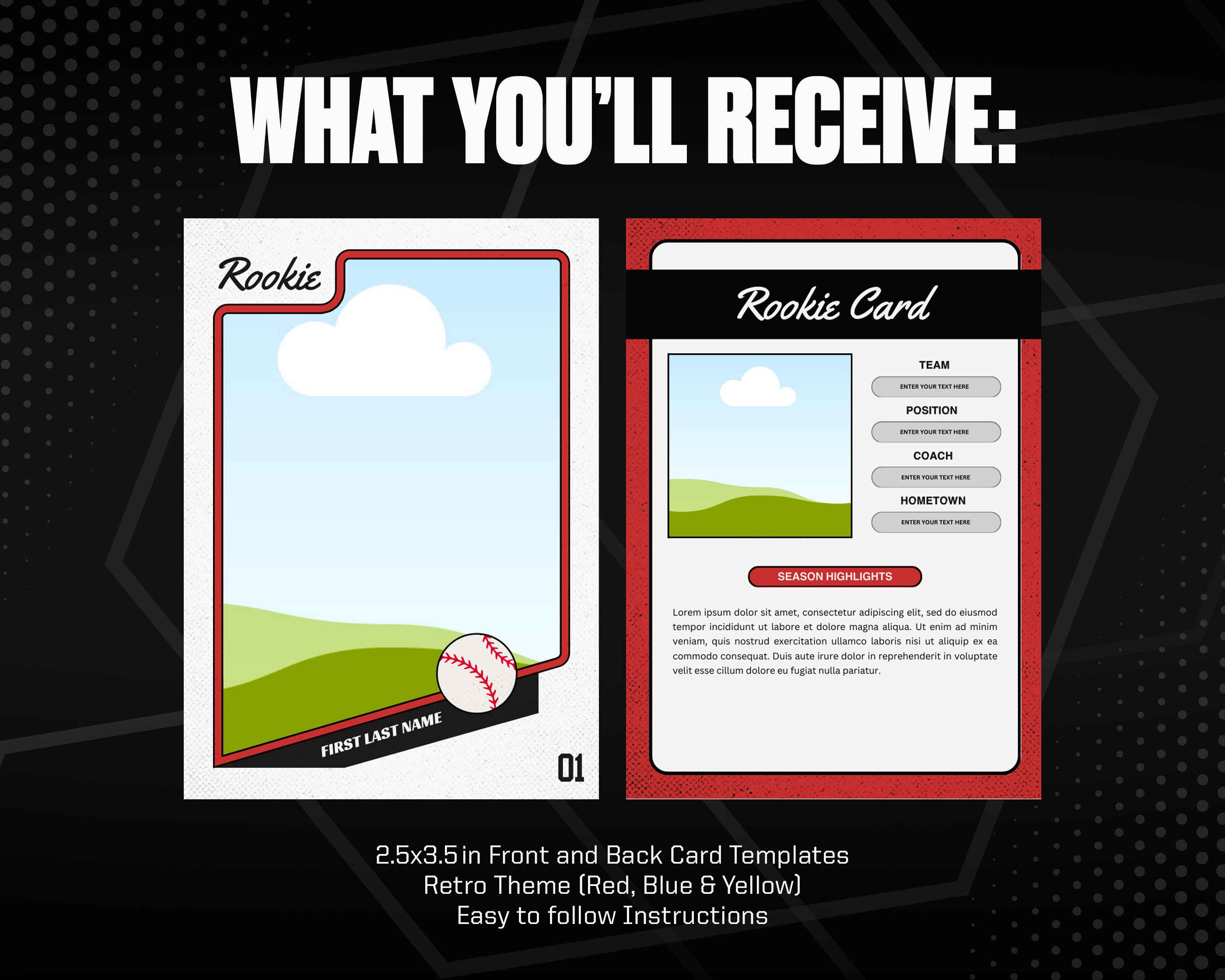Retro Baseball Card Canva Template, Create Your Own Customizable Sports ...