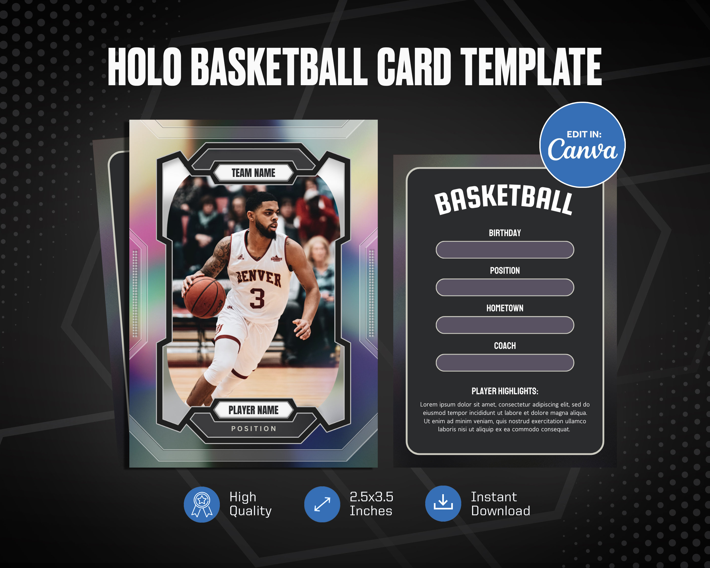 Holo Basketball Card Canva Template, Create Your Own Customizable ...