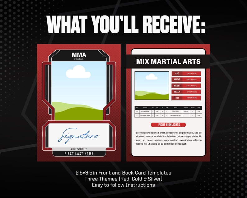MMA Trading Card Canva Template, Create Your Own Customizable Sports ...