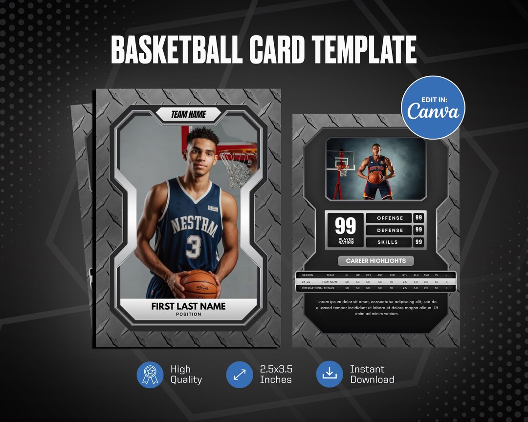 Basketball Card Creator Canva Template, Create Your Own Customizable ...