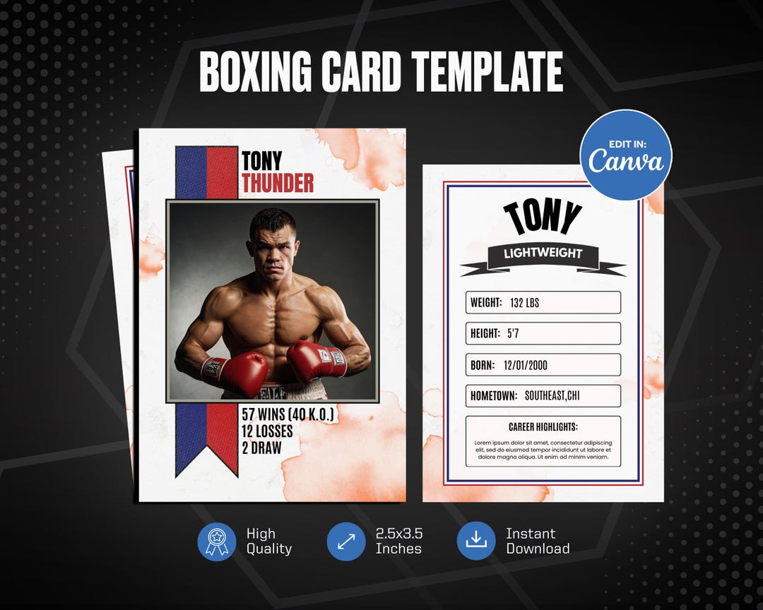Boxing Trading Card Canva Template, Create Your Own Customizable Sports ...