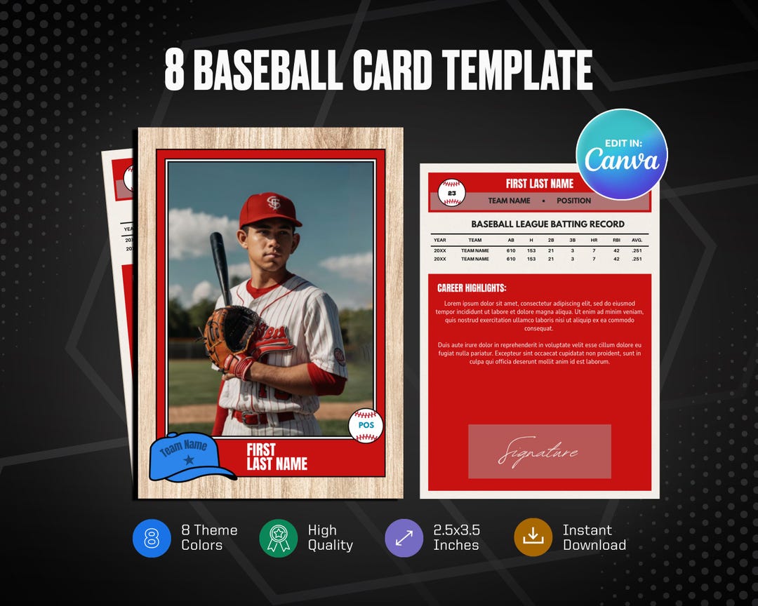 Baseball Card Canva Template, Create Your Own Customizable Sports Card ...