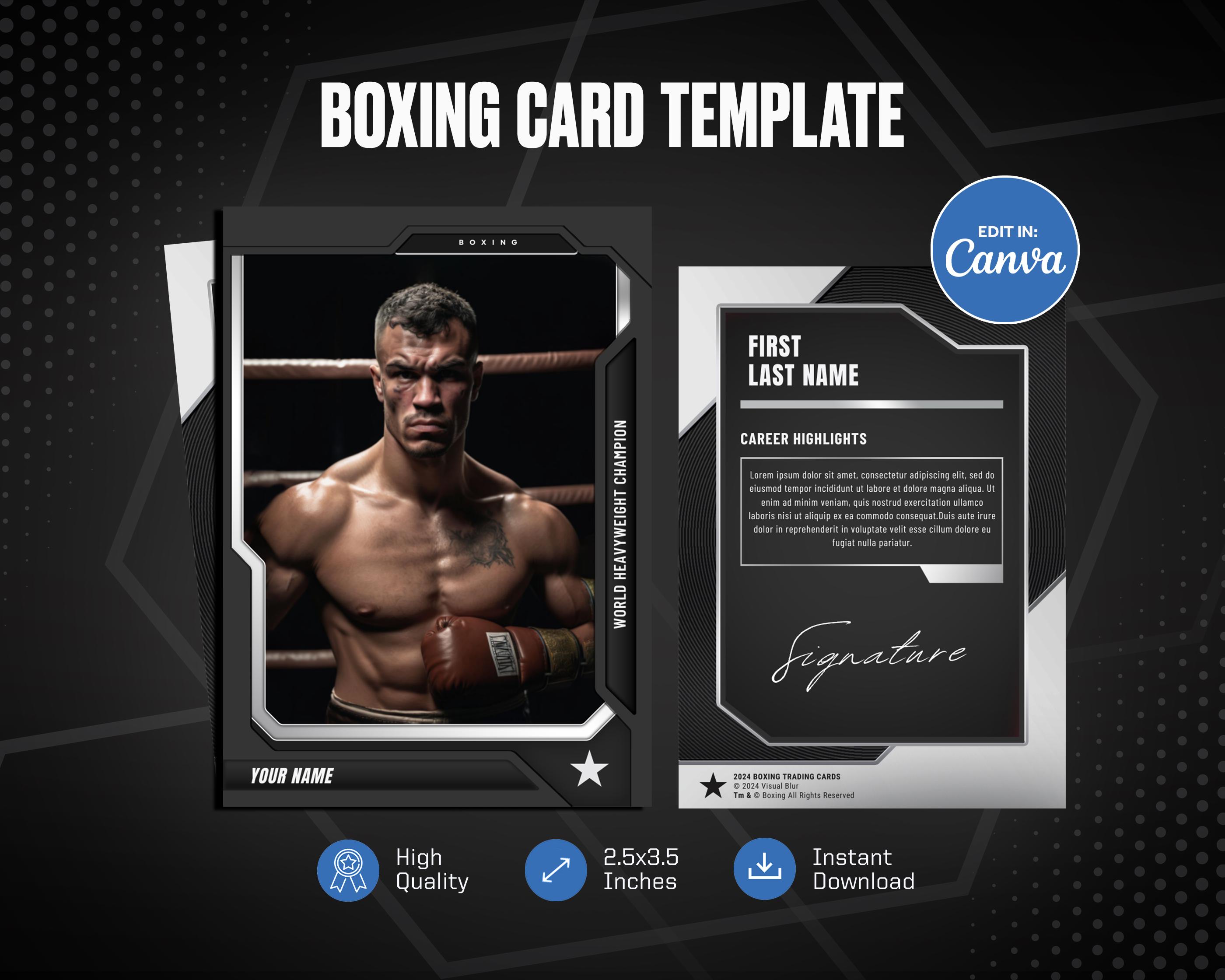 Boxing Trading Card Canva Template, Create Your Own Customizable Sports ...