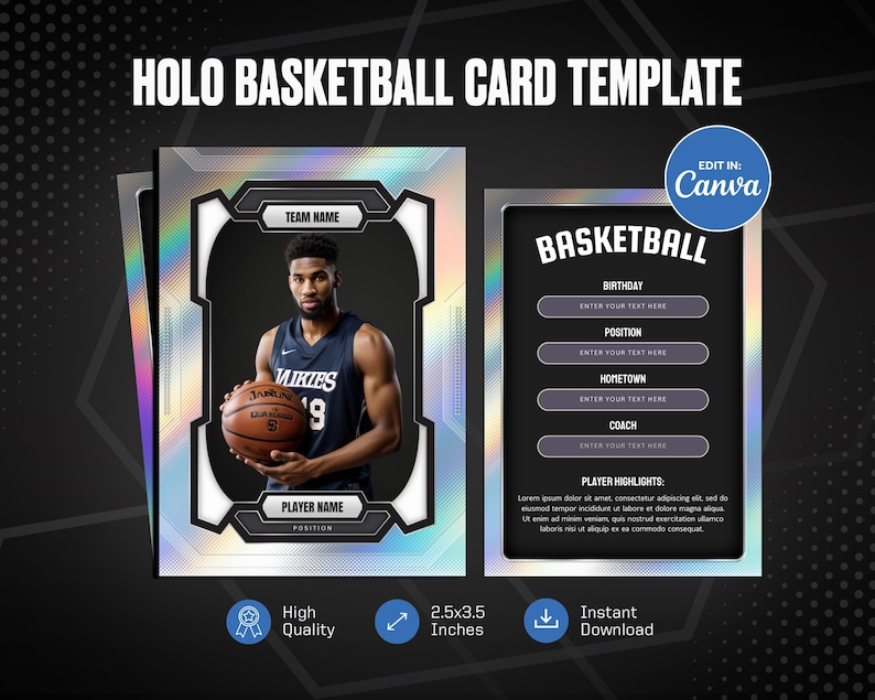 Holo Basketball Card Canva Template, Create Your Own Customizable ...