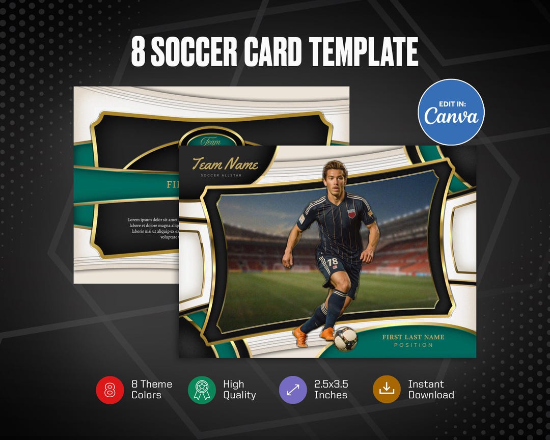Soccer Trading Card Canva Template, Create Your Own Customizable Sports ...
