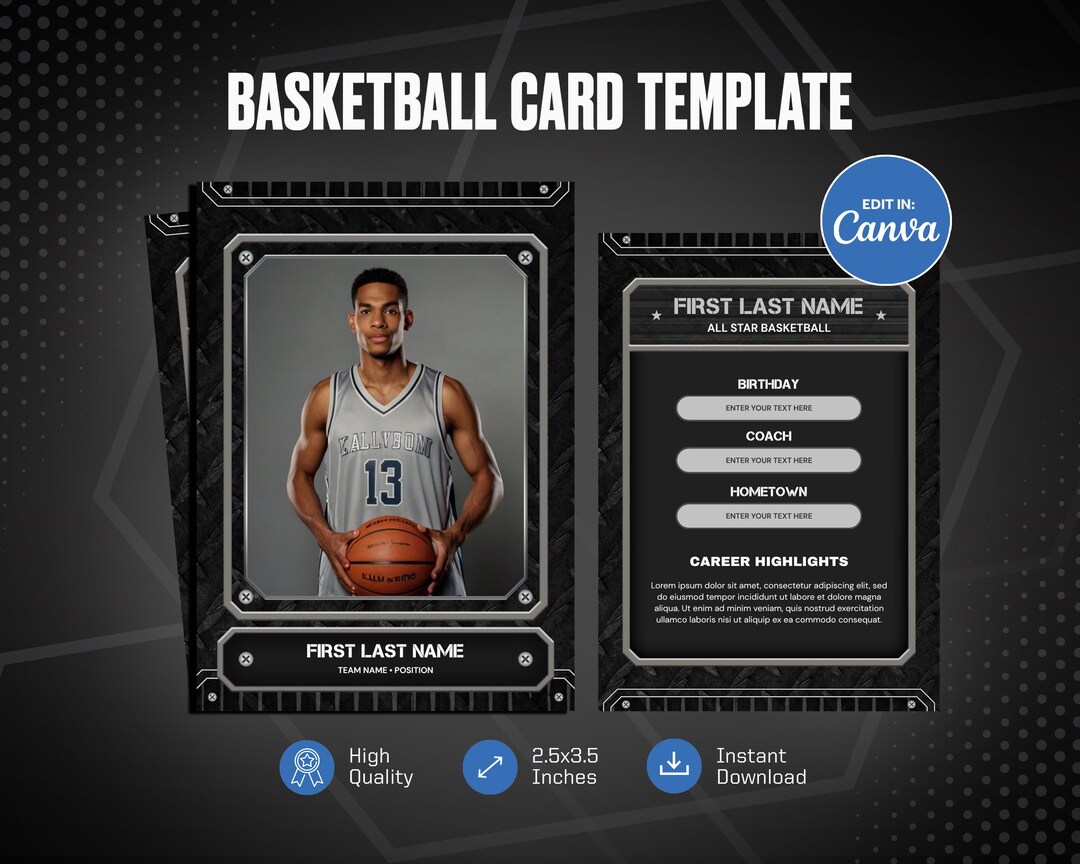 Basketball Card Canva Template, Create Your Own Customizable Sports ...