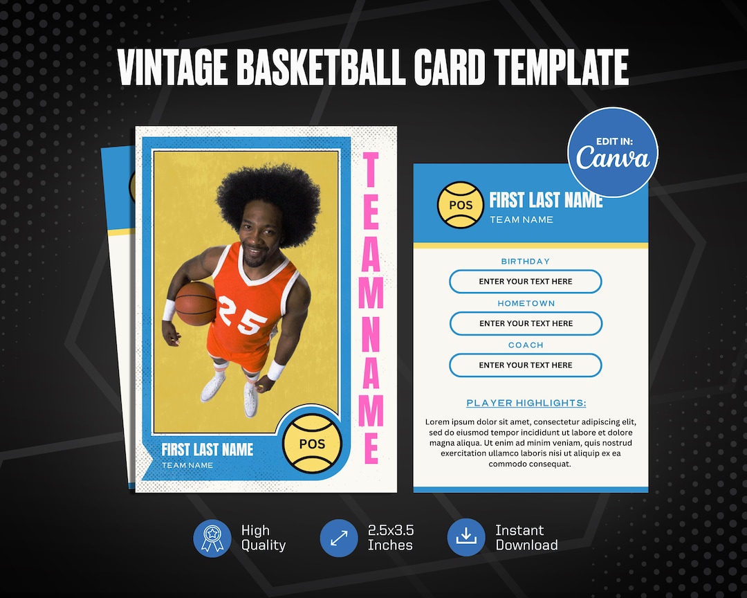 Vintage Basketball Card Canva Template, Create Your Own Customizable ...