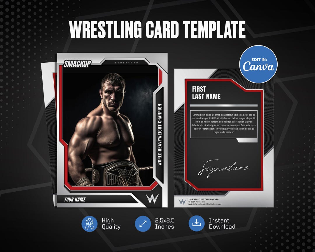 Wrestling Trading Card Canva Template, Create Your Own Customizable ...