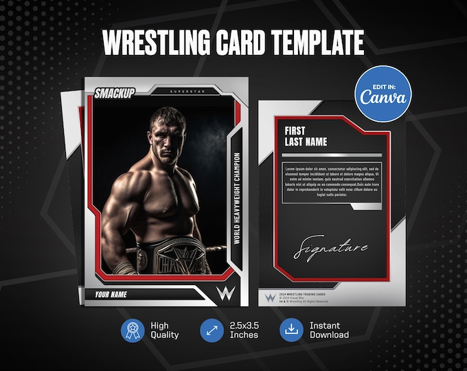 Wrestling Trading Card Canva Template, Create Your Own Customizable ...