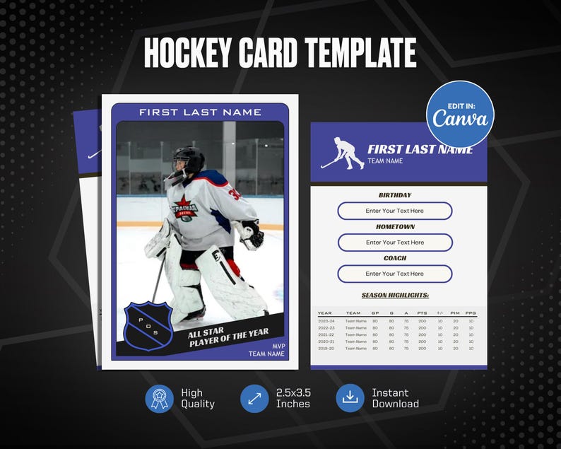 Hockey Card Canva Template, Create Your Own Customizable Sports Card ...