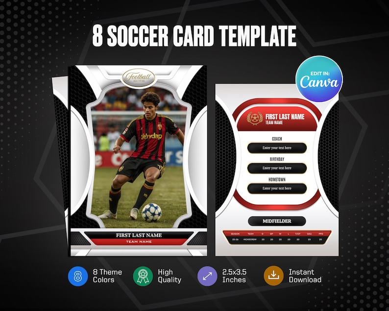 Soccer Trading Card Canva Template, Create Your Own Customizable Sports ...