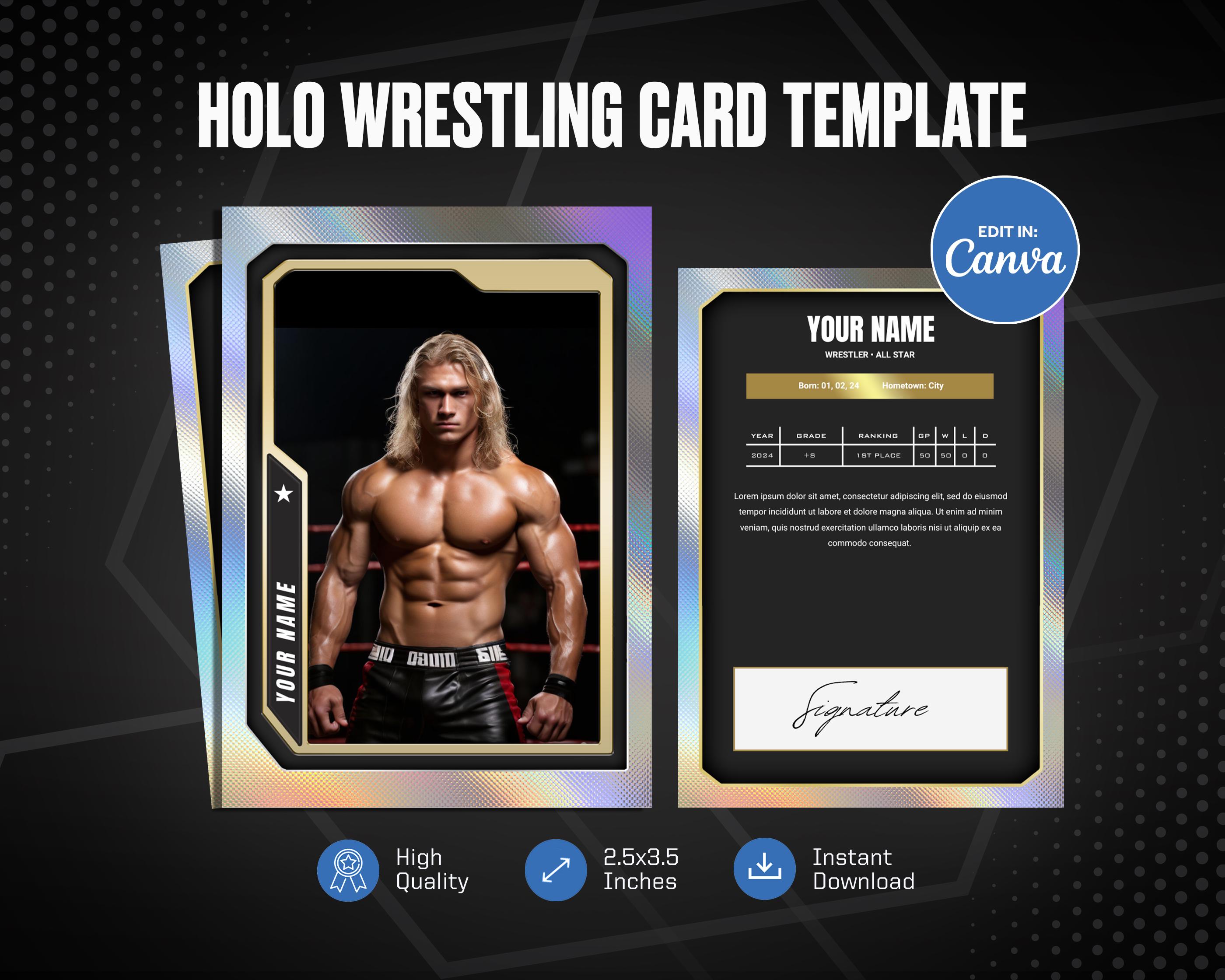 Holo Wrestling Trading Card Canva Template, Create Your Own ...