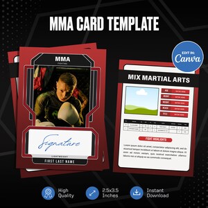 MMA Trading Card Canva Template, Create Your Own Customizable Sports ...